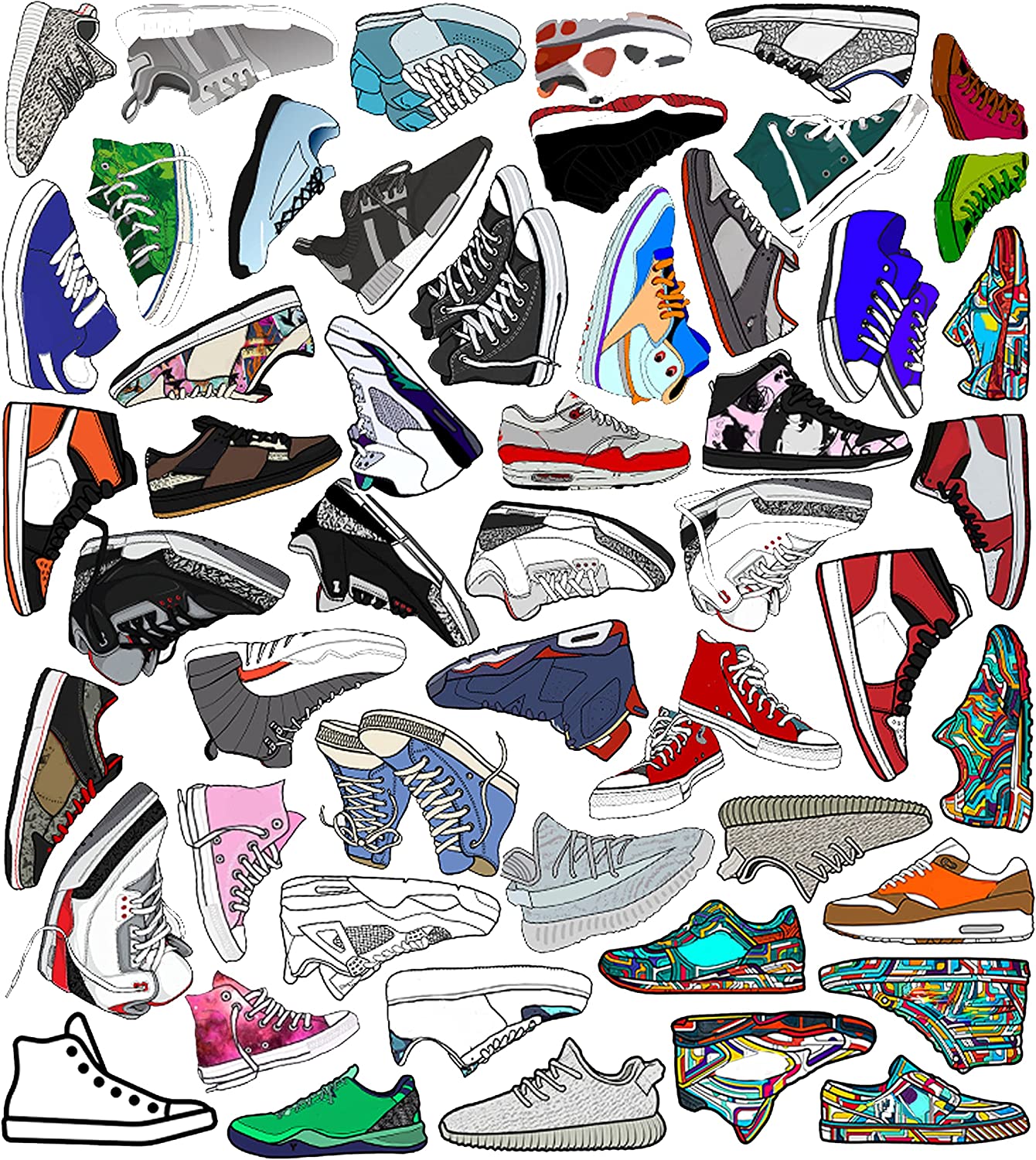 50pcs Waterproof Basketball Shoe Stickers Repeatable